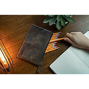 Leather Pencil pouch pen case zippered pencil case Sleeve Elegant and pratical gift for artists. Perfect for office,college by KomalC