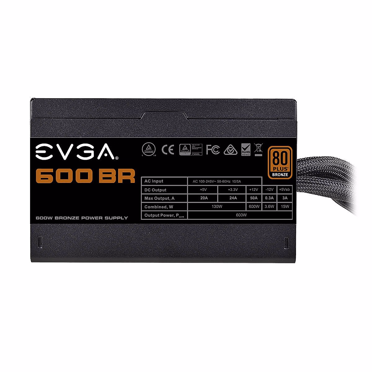EVGA 600 BR, 80+ Bronze 600W, 3 Year Warranty, Power Supply 100- BR-0600-K1