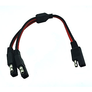 Halokny SAE Splitter Cable, 14AWG SAE 1 to 2 DC Power Automotive Y Splitter Extension Cable for Automobile and Solar Panel (1Ft/30cm)