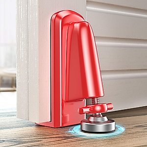 Door Stoppers Security - Portable Door Jammer for Travel Security Anti Theft, Apartment Hotel Door Lock - Protection for Homeowner and Children, Lockdown Device for Women Safety Self Defense (Red)