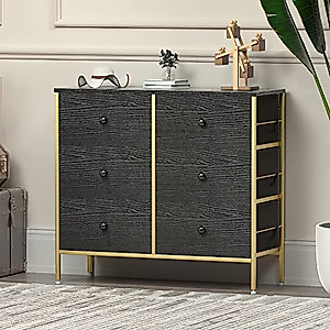 Visiblesser Black Dresser for Bedroom, Fabric Dresser for Closet, 6 Drawer Dresser with Metal Frame, Storage Organizer for Living Room, Hallway, Nursery