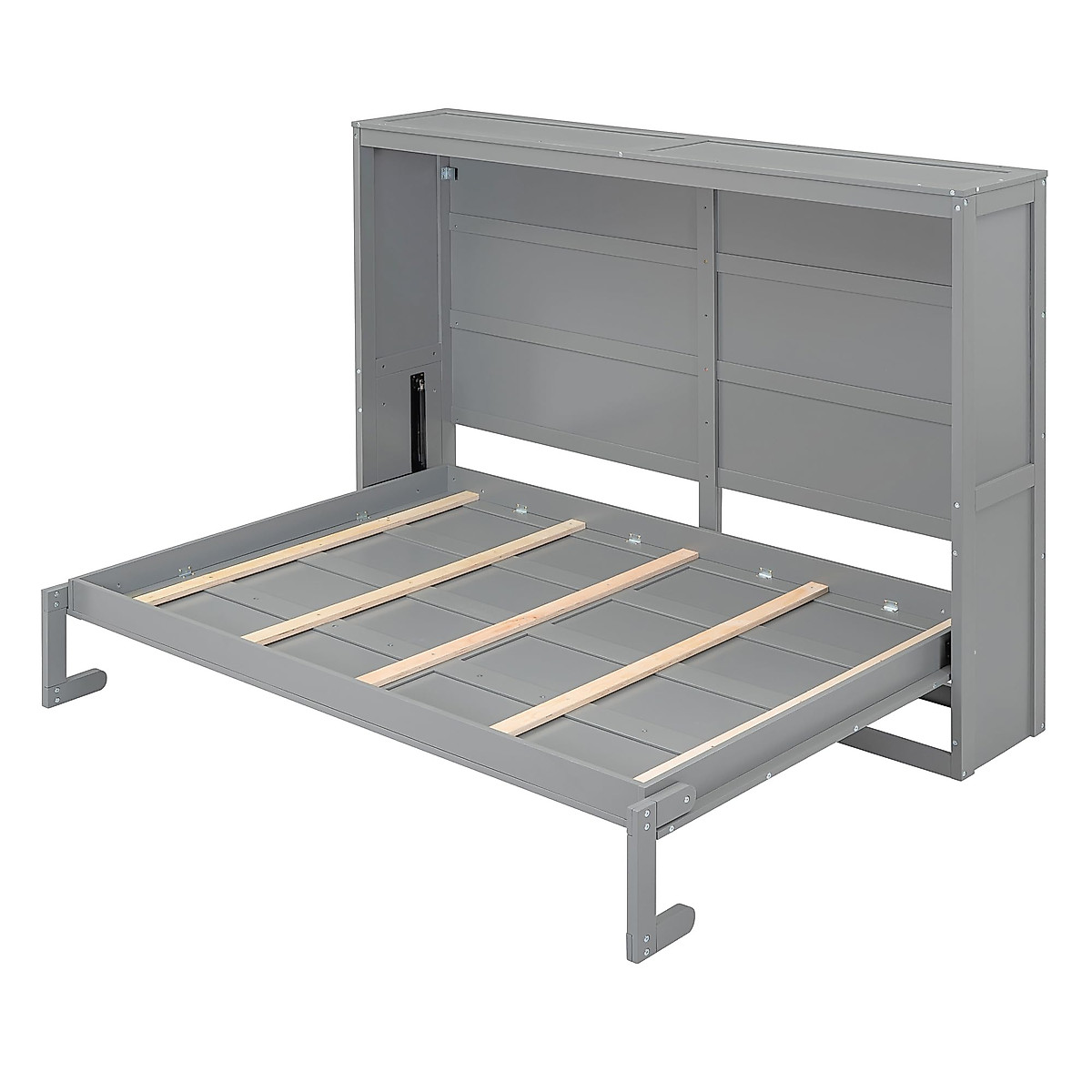 Harper & Bright Designs Full Size Murphy Bed, Wall Bed Full Platform Bed, No Box Spring Needed, Gray