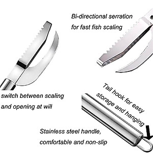 UnisonPet Fish Scaler Tool Fish Scale Knife Cut/Scrape/Dig 3-in-1 Multifunction Fish Scale Knife Fish Scale Remover Household Kitchen Fish Scale Tool
