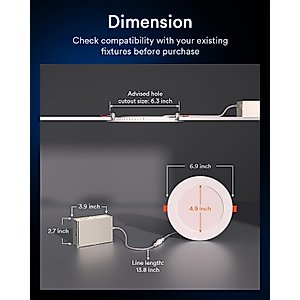 Lumary Smart Recessed Lighting 6 Inch Canless LED Recessed Lights 13W 1000lm Color Changing LED Downlight Wi-Fi Bluetooth Soffit Lights with J-Box Work with Alexa/Google Assistant (6 Inch, 8 Pack)