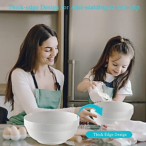 JSYMJSY Porcelain Serving Bowls, Nesting Bowls Set of 5, White, Ceramic, 68 | 47 | 27 | 17 | 12 oz, Microwave & Dishwasher Safe