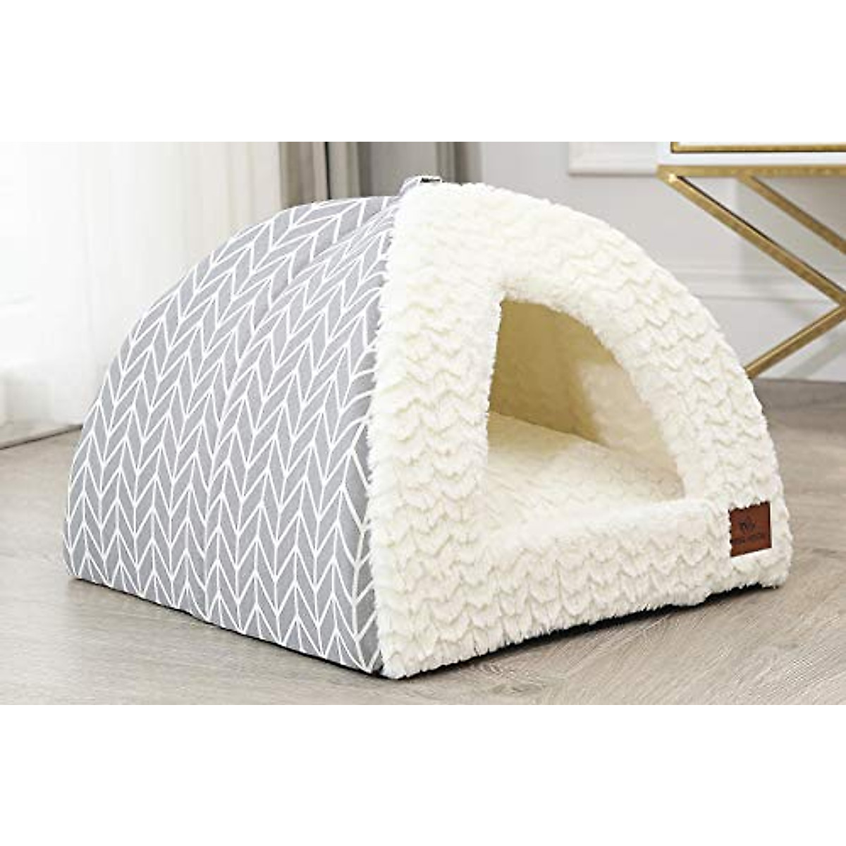 Miss Meow Cat Bed for Indoor Cats,Medium Large Cats Cave Bed,Machine Washable,Removable Cushion Cover,Small Dogs Tent Bed