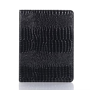 iPad Air-6 (13'') Case, iPad Pro-3 4 5 6 (12.9'') Case for Women, DMaos Crocodile Synthetic Leather Stand Folio Smart Cover with Pen Holder, Auto Sleep/Wake - Black