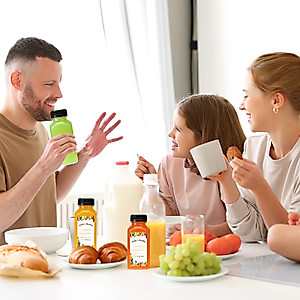 Moretoes 64pcs 8oz Juice Bottles, Juice Bottles with Tamper Evident Caps, Reusable Juicing Bottles Bulk for Juice Milk Smoothie and Other Beverages