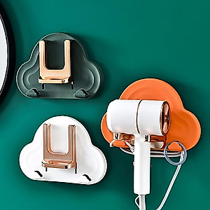 HOUTINKY Cloud Hair Dryer Holder Wall Mounted, Bathroom Hair Dryer Stand, Self Adhesive No Drilling Dryer Hanger for Bedroom & Bathroom Decor with Supersonic Hair Dryers(Green)