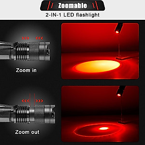 Honoson 4 Pieces Red Flashlight LED Single Mode Light One Mode LED Torch Scalable Red Light Flashlight for Astronomy Aviation Night Observation