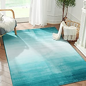 jinchan Area Rug 3x5 Blue Twilight Rug Modern Abstract Entryway Rug Accent Rug Indoor Ombre Print Mat Low Pile Soft Carpet Contemporary Floor Cover for Kitchen Bedroom Decor Non Slip