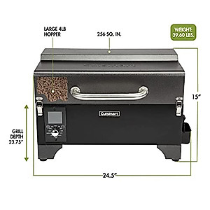 Cuisinart CPG-256 Portable Wood Pellet Grill and Smoker, Black and Dark Gray