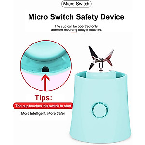 Portable Blender for Shakes and Smoothies,Travel to Go Blender with 4000mAh USB Rechargeable Battery, Crush Ice, Frozen,13 oz Six Blades Blender Bottle–Ideal for Traveling, Gym, Office(Blue)