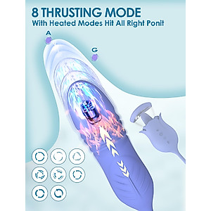 Rose Sex Toy Vibrator Dildo for Women - OHTop APP Remote Rose Adult Toys with 8 Thrusting 10 Tongue Vibrating Stimulator for Womens Couples - 5in1 Heated Sex Toys for Clit, G Spot and Nipples Pleasure