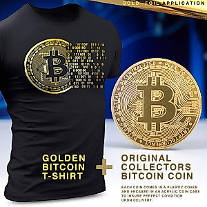 Golden Bitcoin T-Shirt for Crypto Currency Miners and Original Collectors Bitcoin Coin X-Large