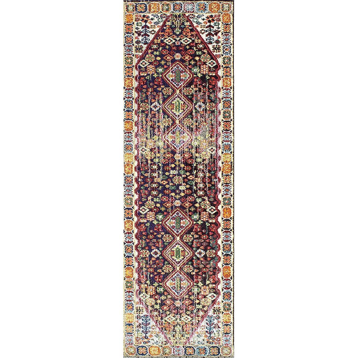 nuLOOM Erline Colorful Bohemian Runner Rug, 2' 6" x 10', Black