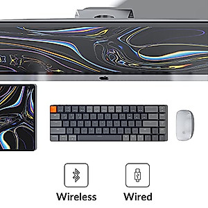 Keychron K7, 68 Keys Ultra-Slim Wireless Bluetooth/Wired Mechanical Keyboard with Low-Profile Gateron Mechanical Blue Switch, RGB LED Backlit Compatible with Mac Windows