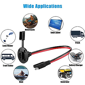 Flutesan 8 Pcs 12AWG Power Socket Sidewall Port, Weatherproof Connect Solar Panel Mount Flush Mountable Compatible with SAE Connector with 32 Screws for Solar Generator Battery Charger