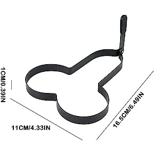 Black Funny Egg Fryer, Stainless Steel Egg Pancake Cooking Tool Non-Stick Kitchen DIY Egg Fried Mould with Handle for Muffins Patties, for Valentine's Day Egg Poachers