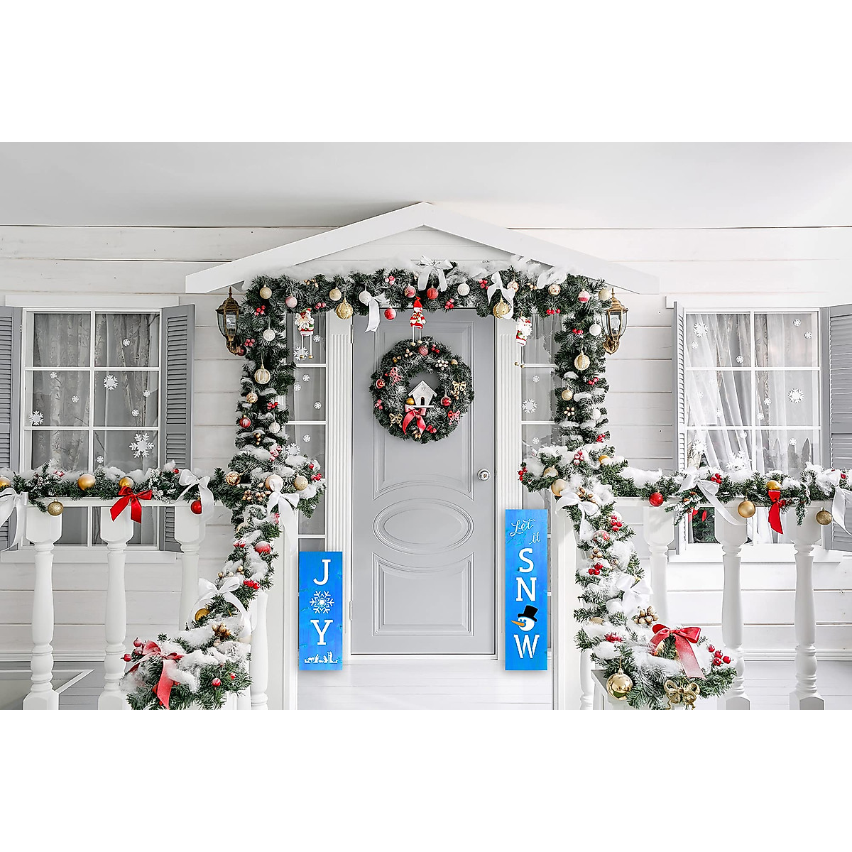 Christmas Stencils for Painting on Wood Reusable, 36 pcs, Large Christmas Stencils Kit: Believe, Let it Snow, Joy, Merry Christmas, plus 14 Snowflakes in more sizes & 10 Shapes for Unique Winter Signs