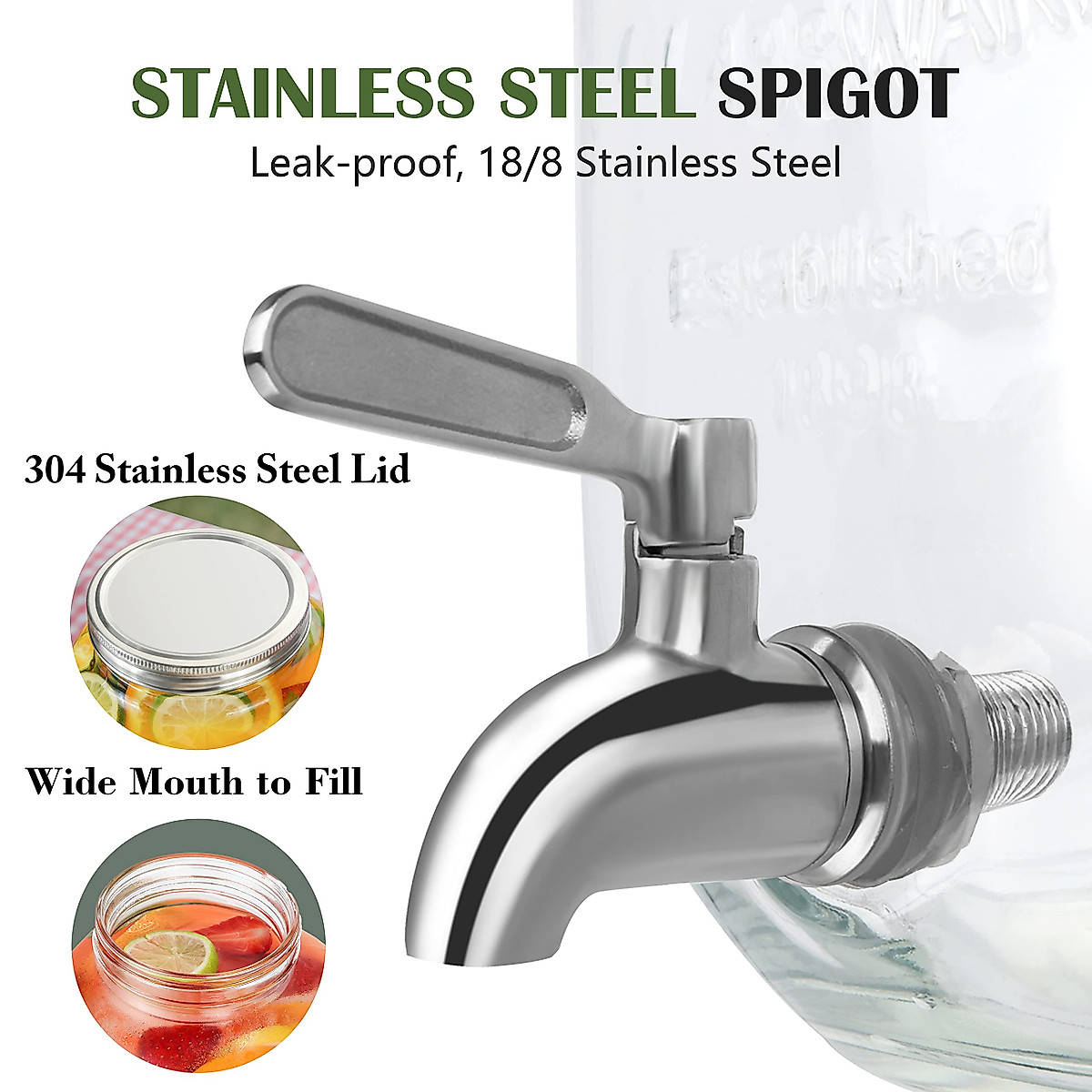 Glass Drink Dispenser,1 Gallon Glass Beverage Dispenser w/Stainless-steel Spigot & Lid,Glass Water Dispenser for parties, Laundry Soap Detergent Dispenser