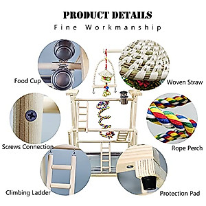 KUCDBUN Bird Playground 3 Layers Parrot Playstand with Bird Rope Perch for Parakeets, Budgies, Cockatiel, Conures, Finches, Lovebirds ect Small Birds