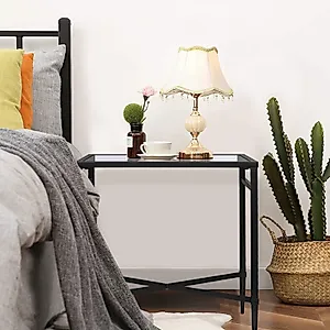 GIFTTROVE Black End Table, Rectangle Side Table with Mirrored Top, Modern Metal End Table, Small Narrow Side Table for Living Room, Balcony, 22" L x 12.4" W x 24" D
