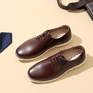 Bruno Marc Men’s Crossflex Oxford Dress Sneakers Casual Leather Dress Shoes,Size 12,Dark/Brown,Purpose-2