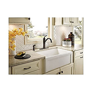 Moen 87230BRB High-Arc Kitchen Faucet with Side Spray from the Braemore Collection, Mediterranean Bronze