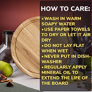 Round Cutting Board 11" - Wood Cutting Board - Oak Cutting Board - Real Wood Cutting Board - Chopping Board for Kitchen - Edge Grain Oak Wood Board