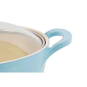 Neoflam Retro 2qt Non-Stick Ceramic Coated Low Stockpot with Integrated Steam Vent Glass Lid, Silicone Hot Handle Holder Included, Saute Pot, Casserole, Dutch Oven, Cookware for Pasta, Stew, Mint Blue