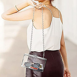 BUBYVV Women Clear Purse, Acrylic Evening Clutch Bag, Women Clear Purse Bag,Transparent Crossbody Shoulder Handle Handbag (silver)