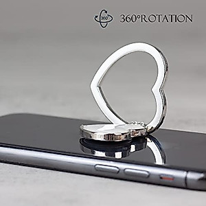 [2 Packs] Heart-Shaped Gemstones Glitter Bling Bling Phone Ring Holder, Sparkle Phone Ring Grip Artificial Diamond Stand,Rhinestone Cell Finger Ring for Phones,Pad