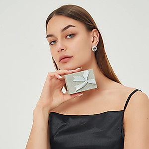 JECWVNZY Women's luxurious Square Grey Crystal Cubic Zirconia Halo Stud Earrings for Wedding Brides, Bridesmaids, Party, Prom