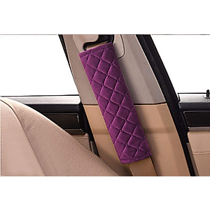 MLOVESIE 2 Packs Car Seat Belt Pads Plush Soft Seatbelt Cover Cushion Shoulder Strap Protector Romantic Purple