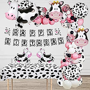 DREMISI 14Pcs Cow Balloons Cute Cow Shape Mylar Foil Balloons Cow Head Balloons Can Float Huge Animal Balloons Black Pink Cow Print Balloons for Baby Shower 1st Birthday Farm Animal Theme Party Decor