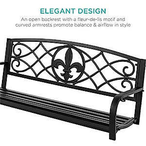 Best Choice Products 2-Person Metal Outdoor Porch Swing, Hanging Steel Patio Bench for Garden, Deck, Yard w/Weather-Resistant Steel, 485lb Weight Capacity - Black