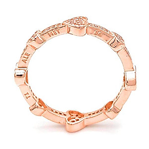 PANDORA Rose Alluring Hearts Ring Size 6 with Clear CZ 187729CZ-52