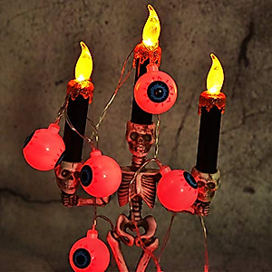 DAYLIGHTIR Halloween Ghost Eyeball String Lights, 16ft 30LED Battery-Powered Remote-Control Perfect Halloween Decoration for Outdoor, Indoor, Garden, Yard, Tree, Party (Red)