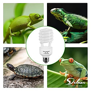 Simple Deluxe 1 Pack 26 Watts Reptile UVB 5.0 Spiral Compact Terrarium Bulb for Rainforest Type Reptiles