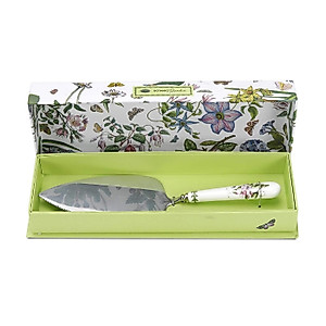 Portmeirion Botanic Garden Cake Server with Floral Motif | Stainless Steel Cake Knife with Porcelain Handle | Cake Cutter for Wedding Cakes, Pies, and Desserts