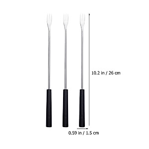 Hemoton Stainless Steel Fondue Forks: Kabob Skewer BBQ Forks Roasting Sticks Cheese Fondue Forks For Sausage Hot Dog Campfire Camping Stove Grill Black 6Pcs