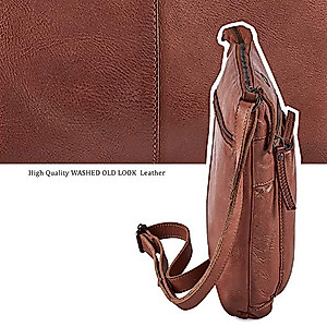 Cochoa Women's Real Leather Small Triple Zip Crossbody Bags Purse Travel Bag