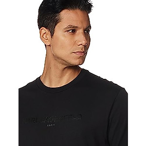 Karl Lagerfeld Paris mens Logo Short Sleeve Crew Neck T-shirt T Shirt, Black, Small US