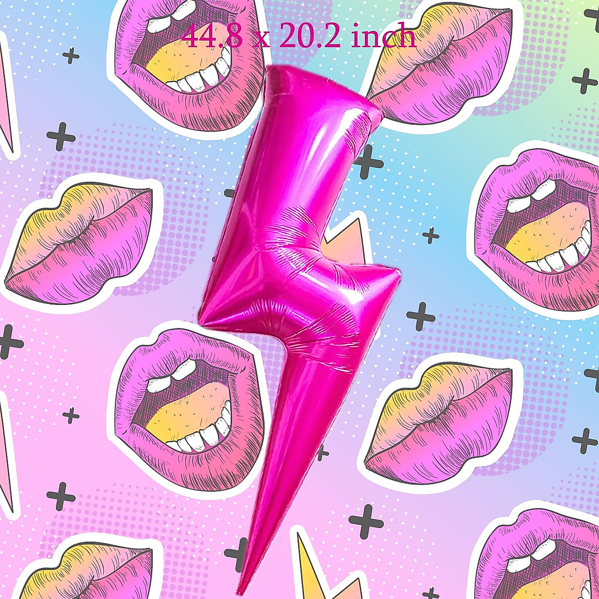 5Pcs Lightning Bolt Balloons Giant Hot Pink Flash Lightning Shape Foil Balloons for Valentine's Day Birthday Baby Shower Wedding Graduation Princess Themed Party Decorations Supplies
