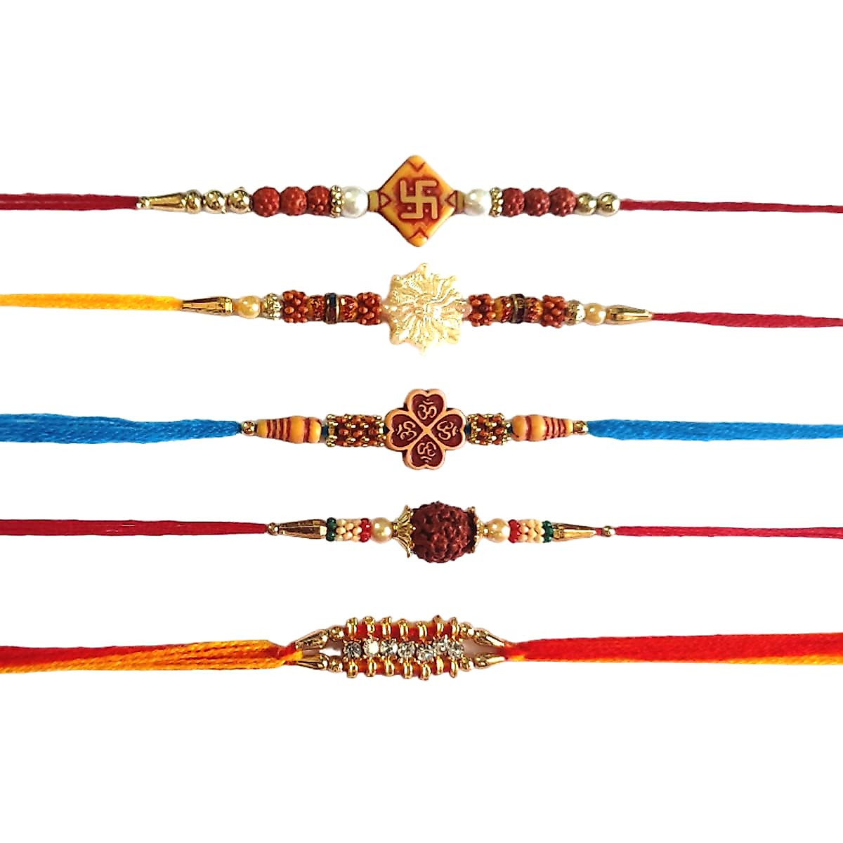 USA HOUSE Set of 6 Premium Rakhi Set Rakhi for Brother and Bhabhi, Rakhi Bracelet, Rakhi Thread Rakhee for Brother Raksha Bandhan Bracelet Bhaiya Bhabhi Rakhi Bracelet Combo, multicolored
