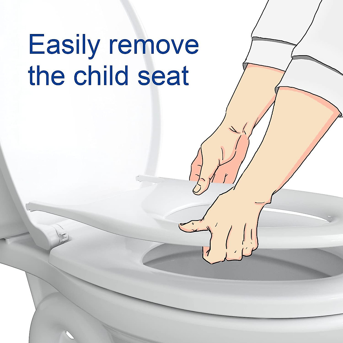 R&T Round Toilet Seat with Built in Potty Training Seat, Slow Close Toddler Seat Fits both Adult and Child, Easy To Install & Clean