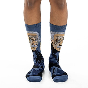 Good Luck Sock Men's Albert Einstein, Thinking Socks, Adult, Shoe Size 8-13