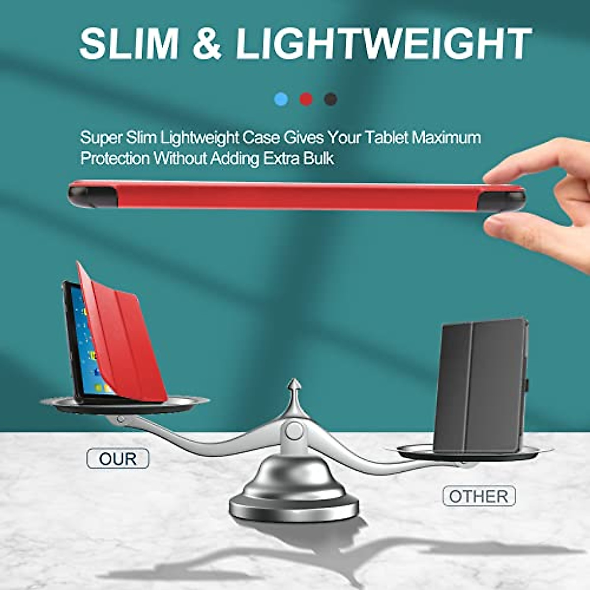 All New Fire HD 8 Tablet Case, Tablet Case Fits Kindle Fire HD 8 & 8 Plus Tablet (8”12th/10th Generation, 2022/2020 Release), Ultra Light Slim Fit Cover, Not Suit Kindle for 2017/2018 Release-Red