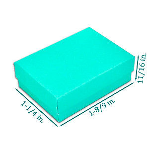 TheDisplayGuys - 100-Pack #10 Cotton Filled Cardboard Paper Jewelry Box Gift Case - Teal Green (1 15/16" x 1 1/4" x 11/16")